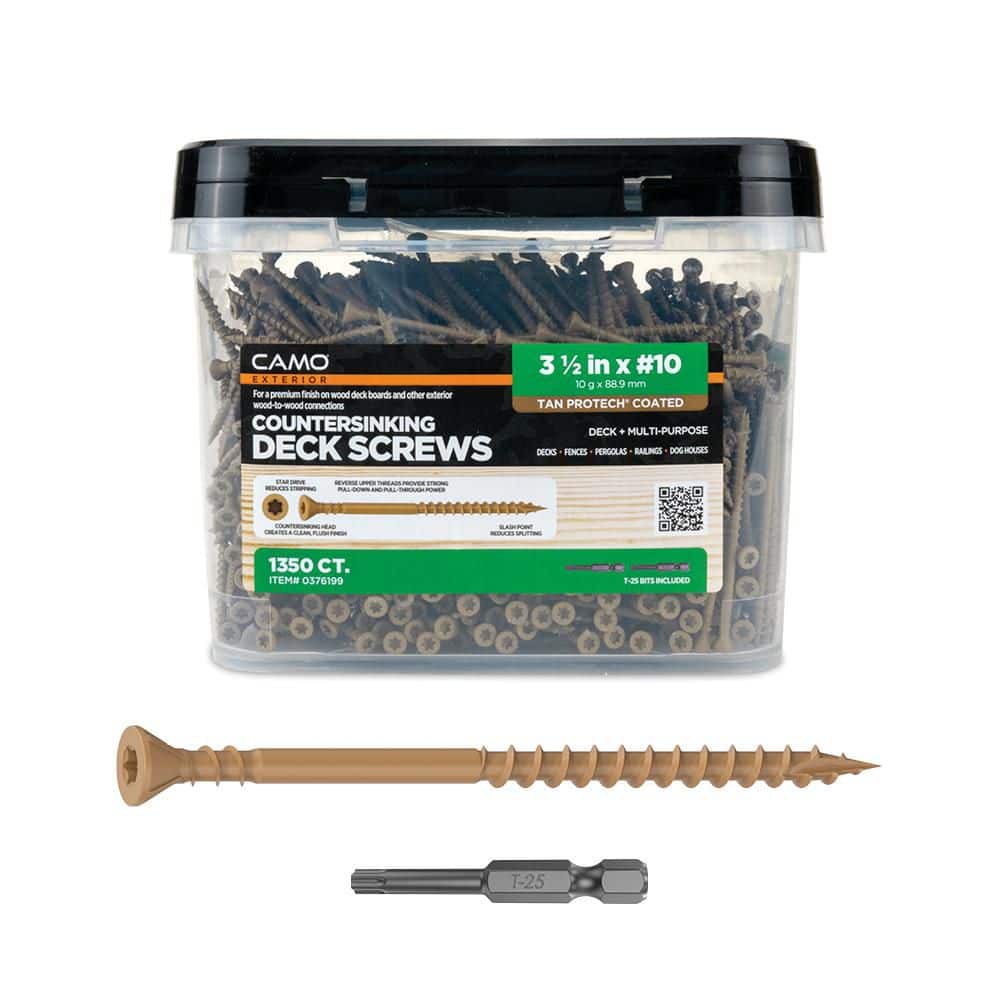 CAMO #10 x 3-1/2 in. Tan ACQ Rated Star Drive Flat Head Wood Deck Screw ...