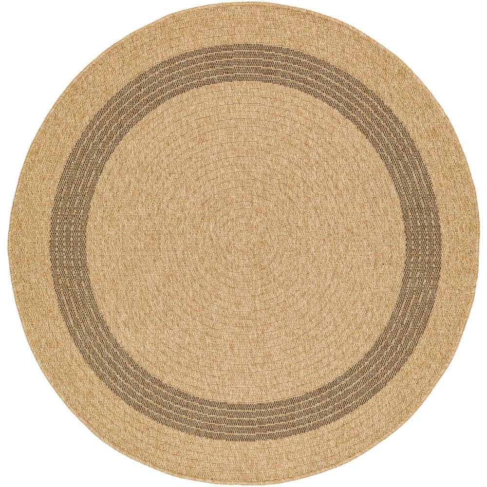 Livabliss Encore Tan/Charocal 10' Round ft. Border Indoor/Outdoor Area ...