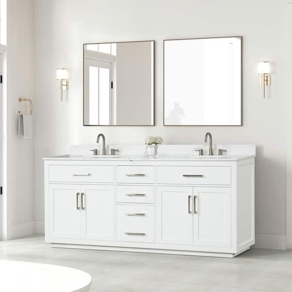 Staykiwi 80 in. W x 22 in. D x 36 in. H Double Sinks Freestanding Bath ...