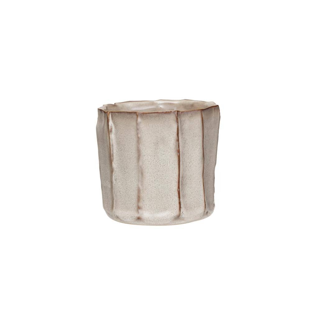 Storied Home 4.25 in. W x 4 in. H Reactive Glaze Cream Stoneware ...