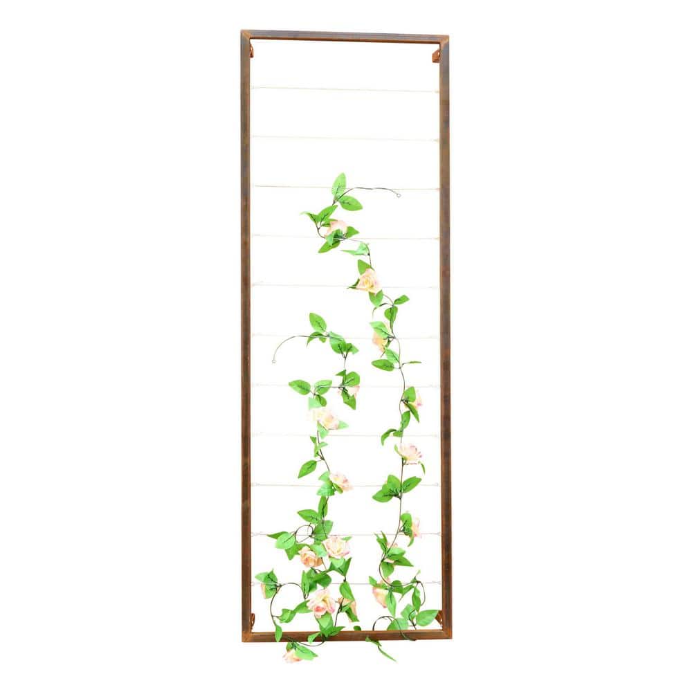 Ejoy 70 in. H x 24 in. W Rusty Wall Mounted Steel Lattice Panel Trellis ...