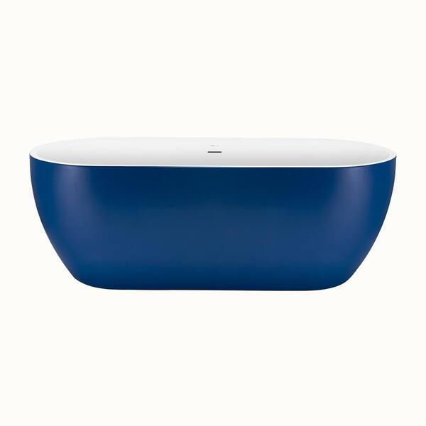 UPIKER 59 in. Acrylic Oval Shaped Freestanding Flatbottom Double-Ended ...