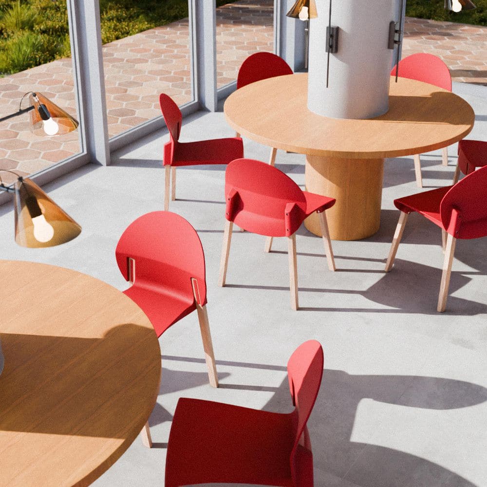 4-Pack Crimson Chairs Outdoor Dining Chair with Red Oak Wood Legs and ...