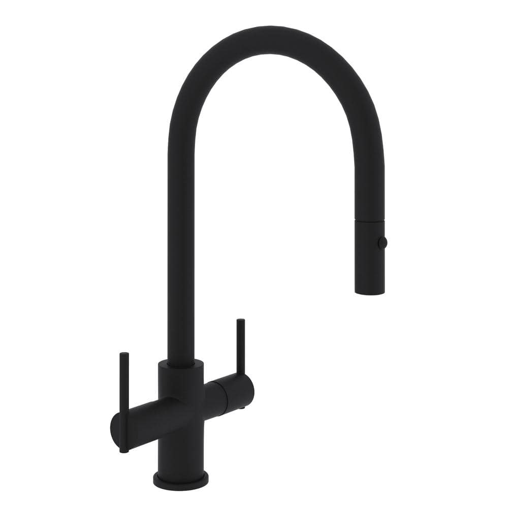 ROHL Italian Kitchen Pirellone Two Handle Pull-Down Sprayer Kitchen ...