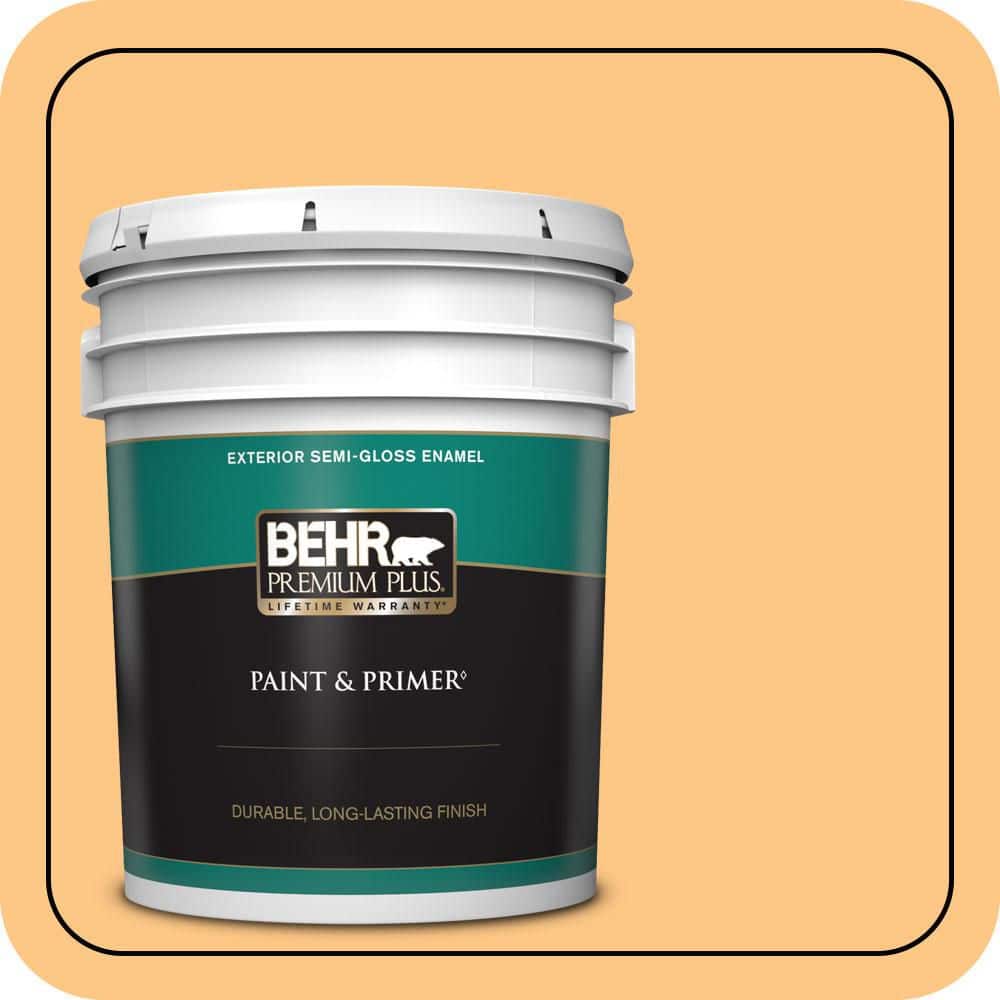 BEHR PREMIUM PLUS 5 gal. #P240-4 Mango Tango Semi-Gloss Enamel Exterior ...