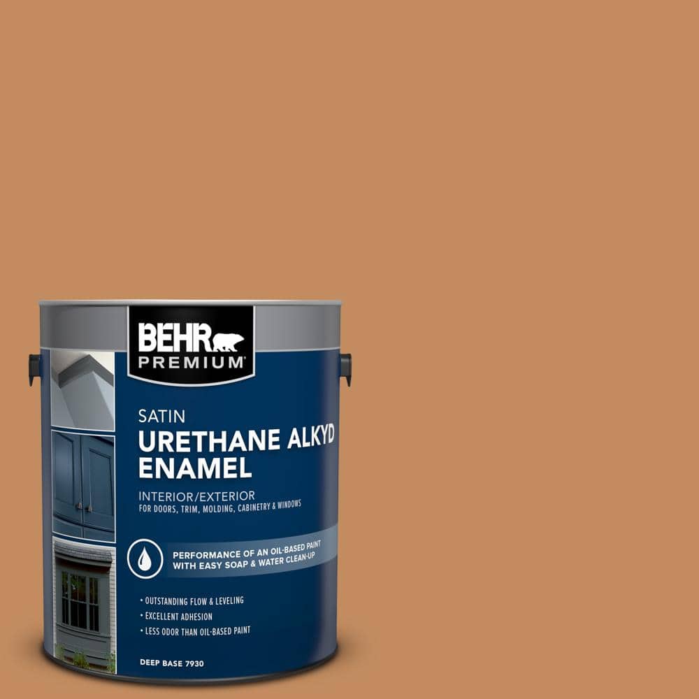 BEHR PREMIUM 1 gal. #PPU3-13 Glazed Ginger Urethane Alkyd Satin Enamel ...