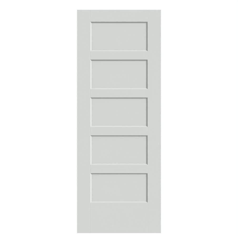 Masonite 30 in. x 80 in. 5-Panel Bayshore Single Bore Solid Core Primed ...