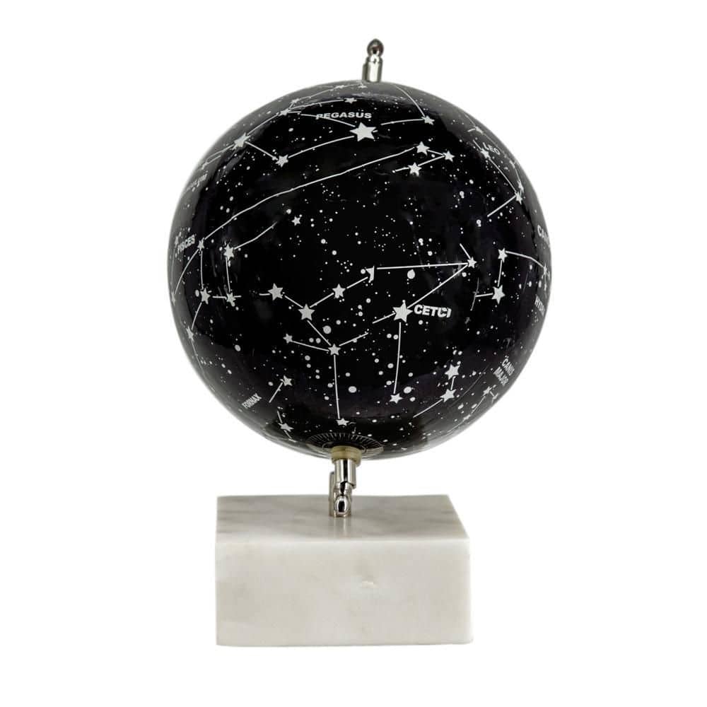 A & B Home Constellation White/Black Globe on Marble Base 8 in. Dia x 12 in. 78468 - The Home Depot