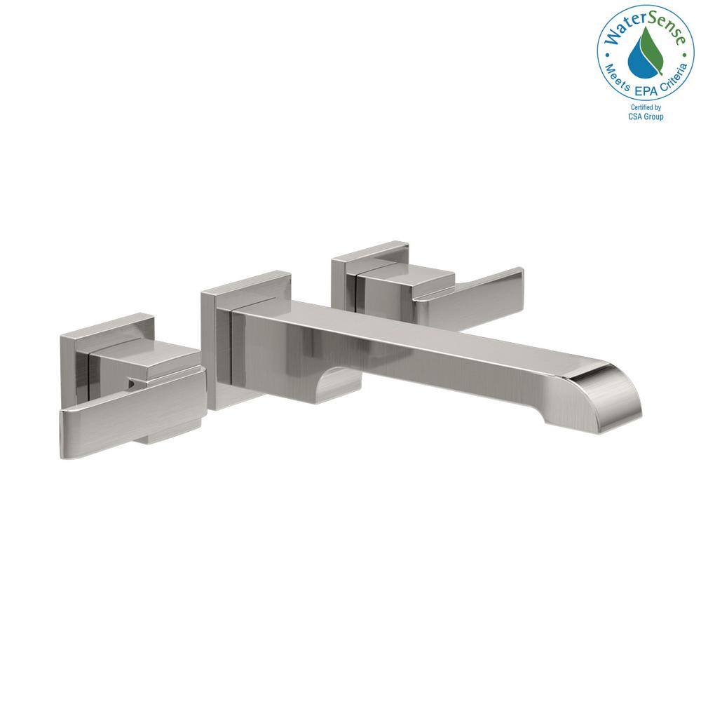 Delta Ara 2-Handle Wall Mount Bathroom Faucet Trim Kit in Stainless ...