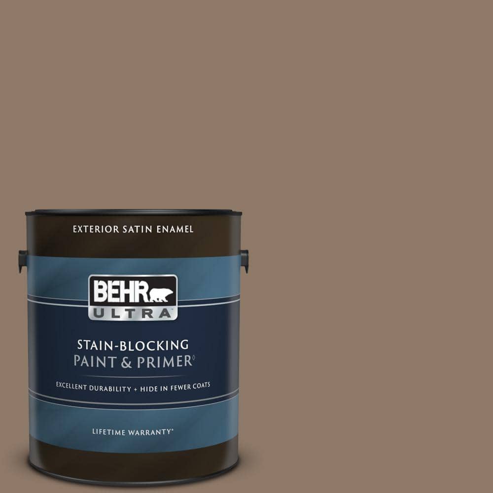 BEHR ULTRA 1 gal. #PPU5-05 Coconut Shell Satin Enamel Exterior Paint ...