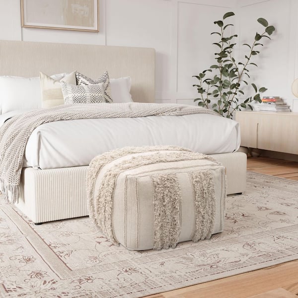 ZUO Peru Beige Textured Fabric Ottoman 109822 - The Home Depot