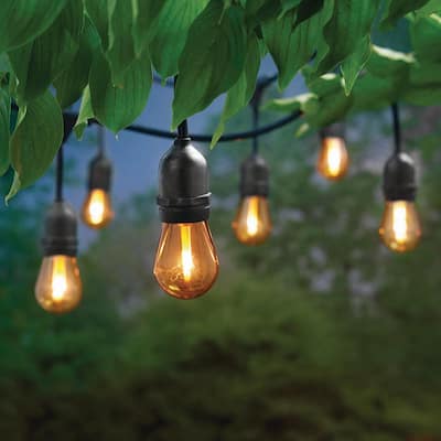 Hampton Bay Outdoor 20 ft. 10 Socket LED Outdoor Solar S14 Edison Bulb ...