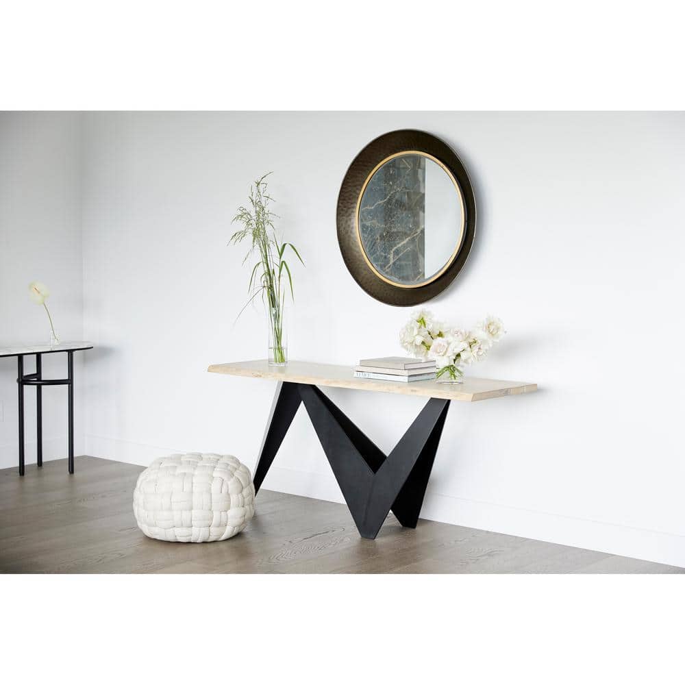 NADAAL STUDIOS Reagan 68 in. Natural Finish Rectangle Oak Wood Console ...