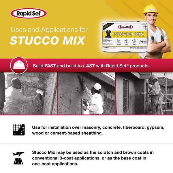Rapid Set 50 lbs. Stucco Mix 13010050 - The Home Depot