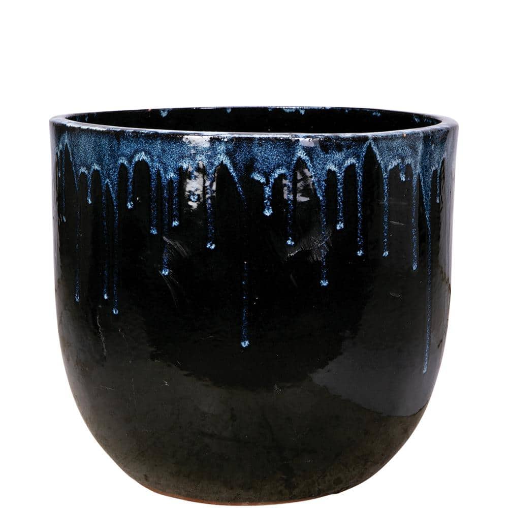 17 in. Cascade Night Ceramic Pika Pot GGC-091D-CSN - The Home Depot