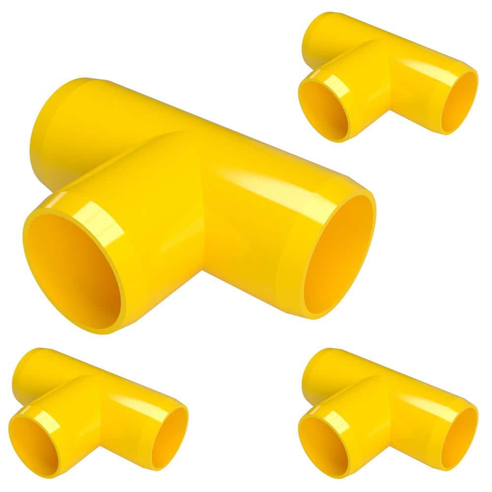 Formufit 1 in. Furniture Grade PVC Tee in Yellow (4-Pack) F001TEE-YE-4 ...