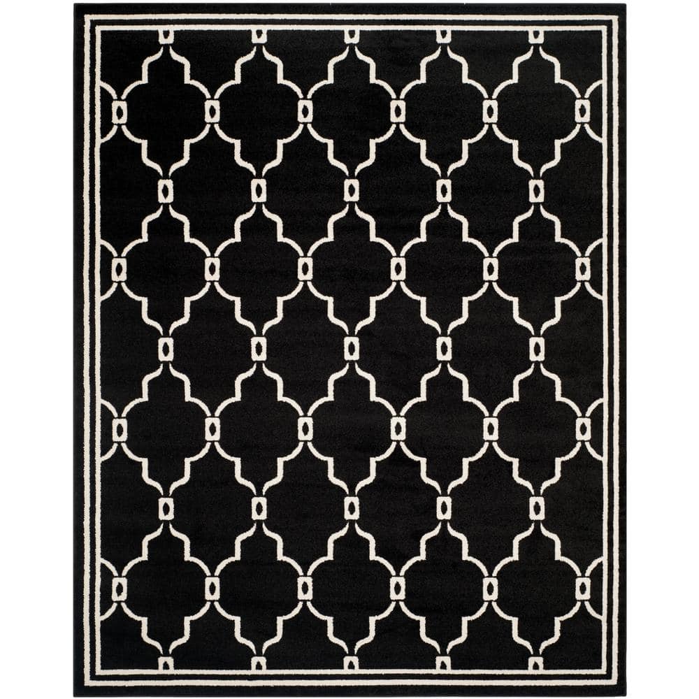 SAFAVIEH Amherst Anthracite/Ivory 9 ft. x 12 ft. Geometric Diamond Area ...
