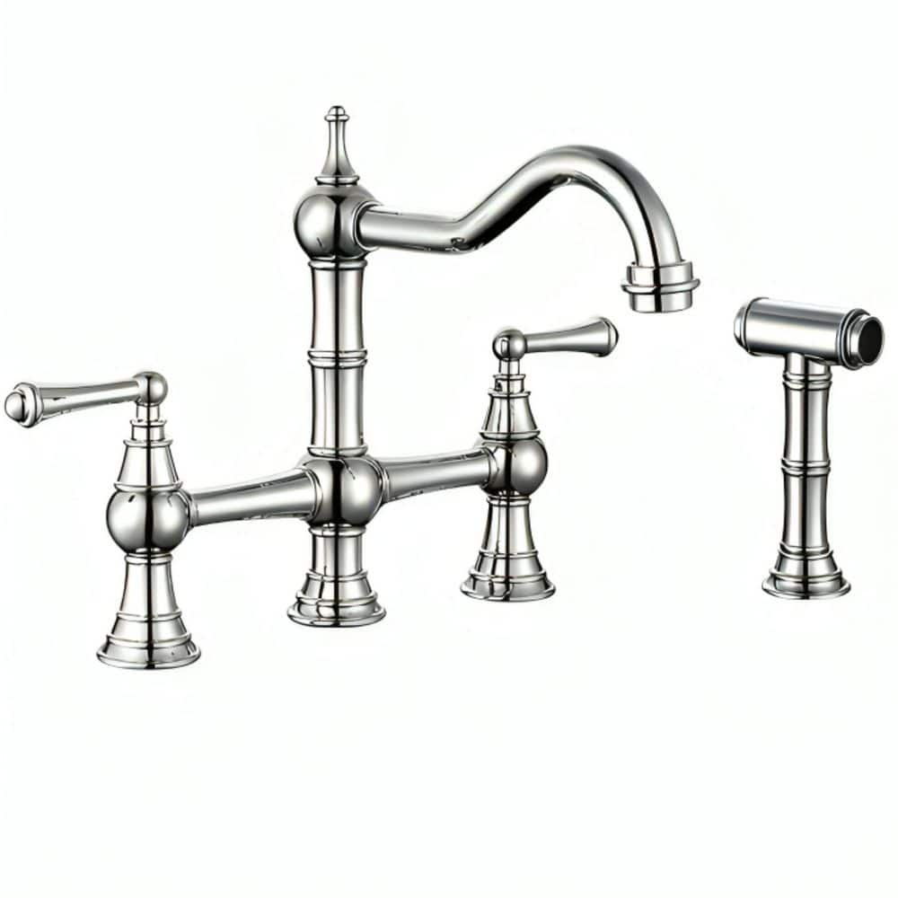 Lukvuzo Chrome 8.85 in. H Double Handle Pull Down Sprayer 360 Spout ...