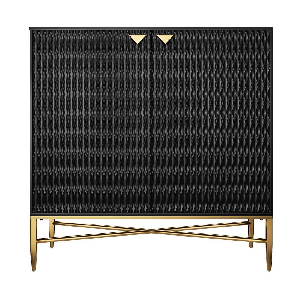 Boyel Living 32.8 in. H 2 Door Black Locker Accent Storage Cabinet with ...