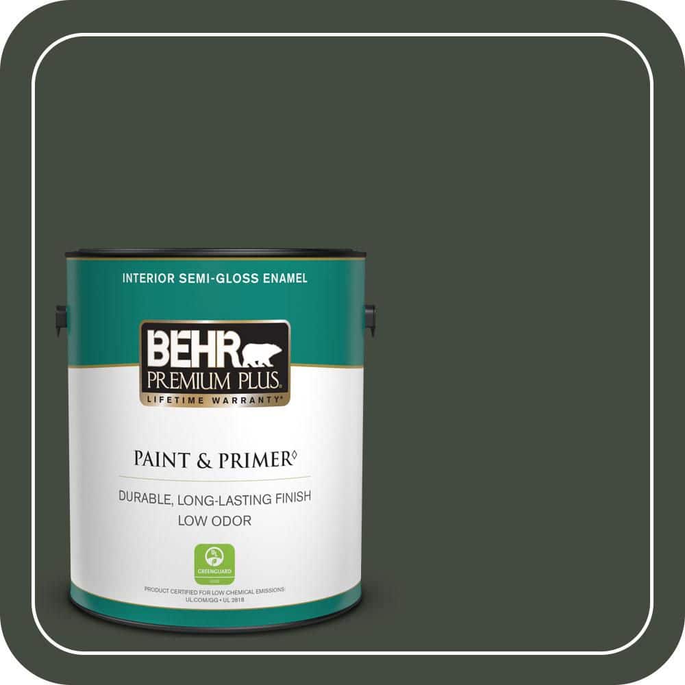 BEHR PREMIUM PLUS 1 gal. #BXC-12 Deep Forest Semi-Gloss Enamel Low Odor ...