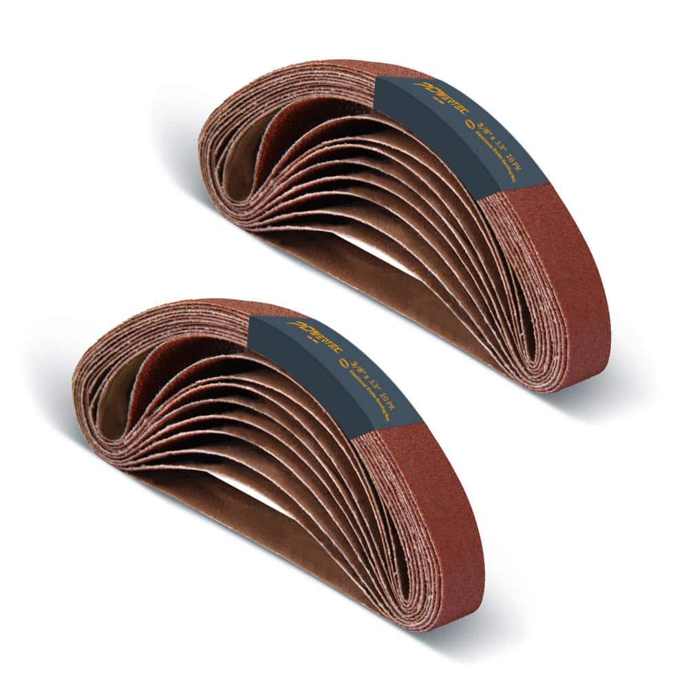 ‎POWERTEC 3/8 in. x 13 in. Sanding Belts, 180 Grit Belt Sander Sanding ...