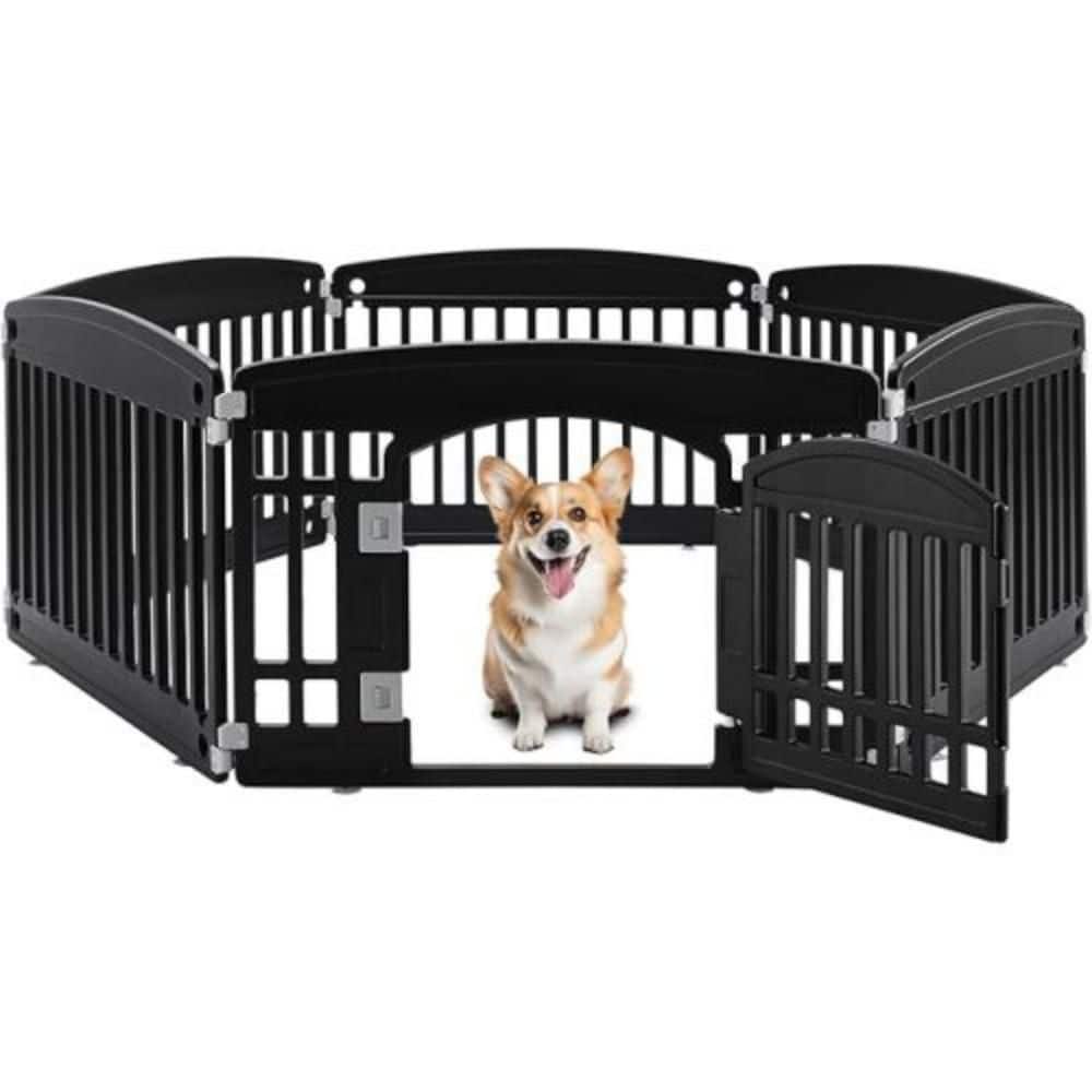 LSFA "Dog Playpen, 24"" Exercise 6-Panel Pet Playpen with Door, Safe ...