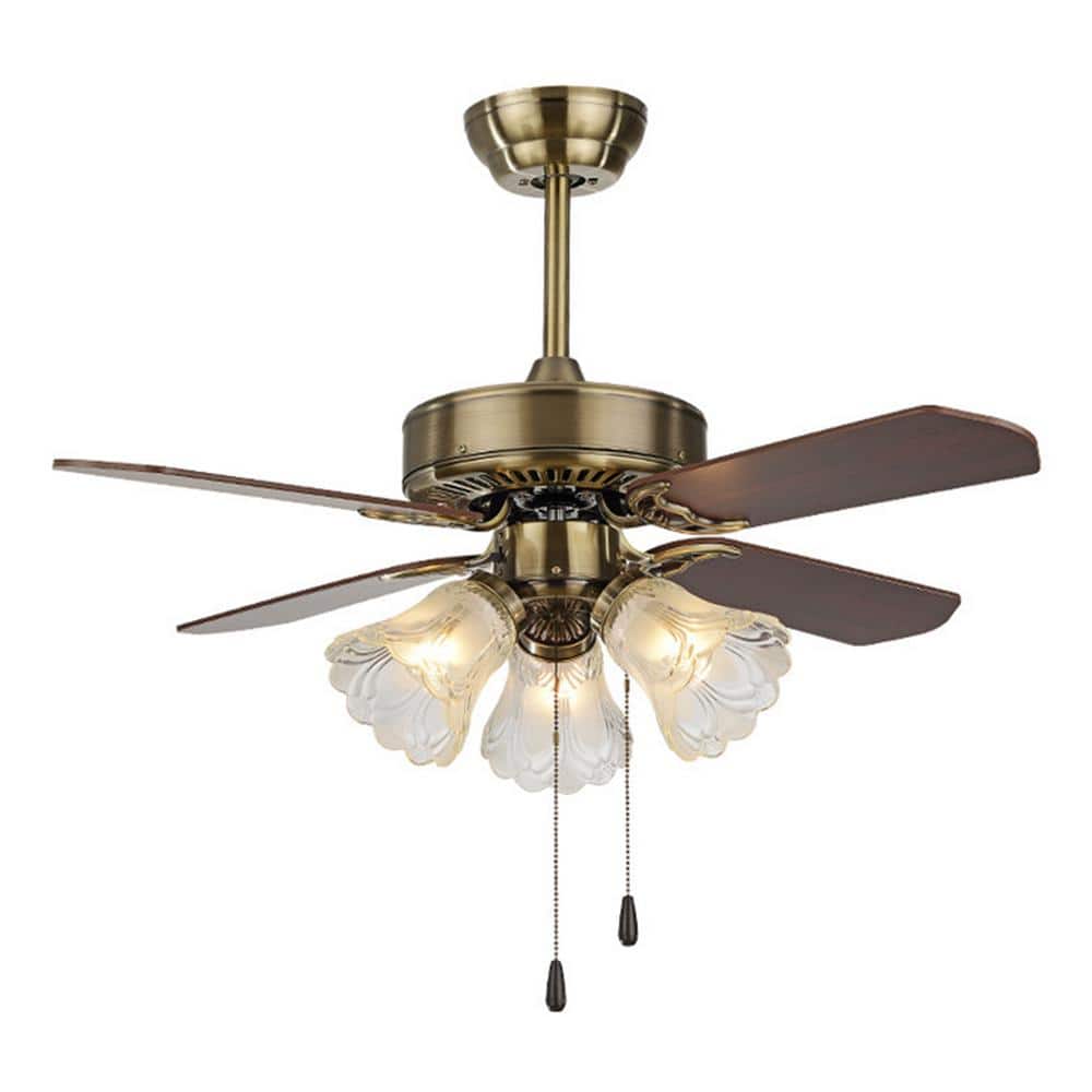 Dand 42 in. Intergrated LED Indoor Gold Rustic Teak Flash Mount Smart ...