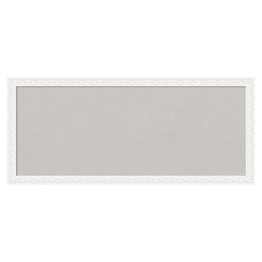 Amanti Art Bethany White 32 in. x 14 in. Wood Framed Grey Cork Memo ...