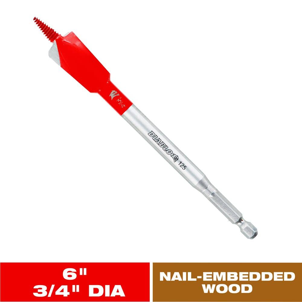 DIABLO 3/4 in. x 6 in. Demo Demon Spade Bit for Nail-Embedded Wood ...