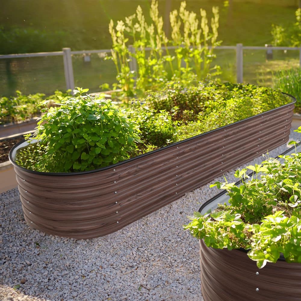 VEIKOUS 8 ft. x 2 ft. x 1.4 ft. Galvanized Steel Raised Garden Bed ...