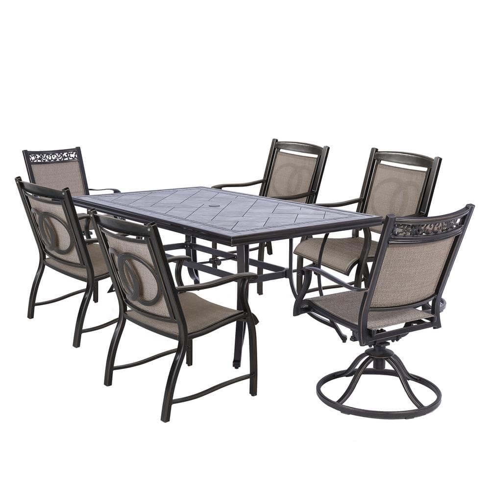 Mondawe Bergamot 7-Piece Dark Gold Cast Aluminum Rectangular 28" H ...