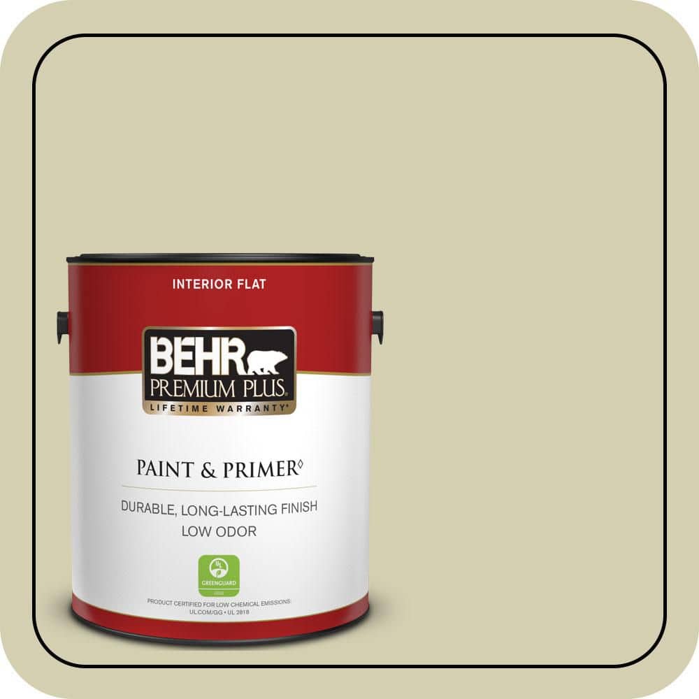 BEHR PREMIUM PLUS 1 gal. #MQ6-55 Pale Ivy Flat Low Odor Interior Paint ...