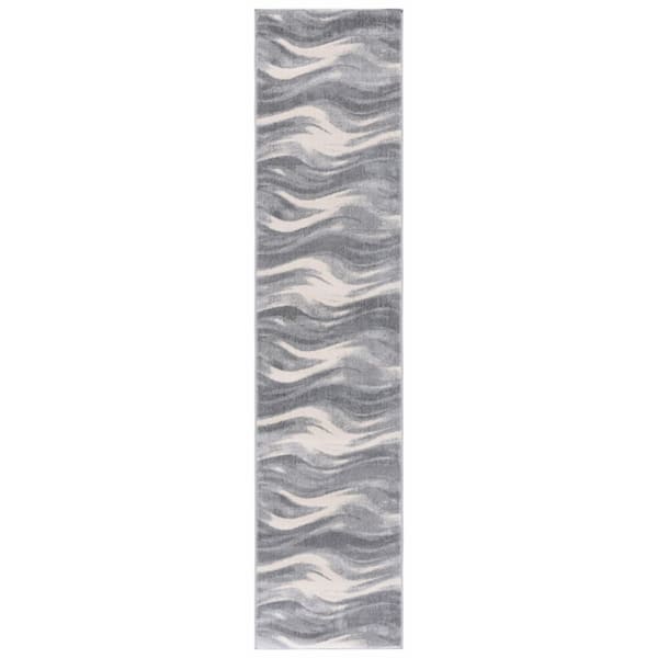 SAFAVIEH Jasper 2 ft. x 9 ft. Gray/Ivory Gradient Waves Runner Rug ...