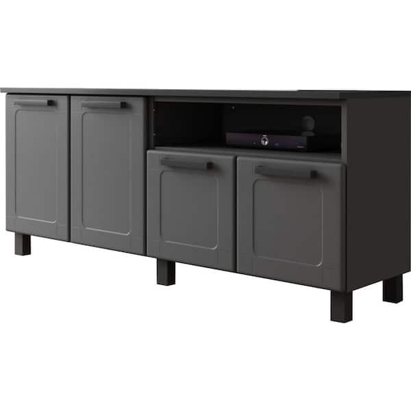 Bertolini Graphite Steel 55.11 in. TV Stand Cabinet Fits TVs up to 60 ...