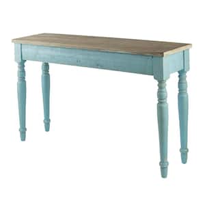 Baxton Studio Mazarine 30 in. Blue Standard Rectangle Wood Console ...