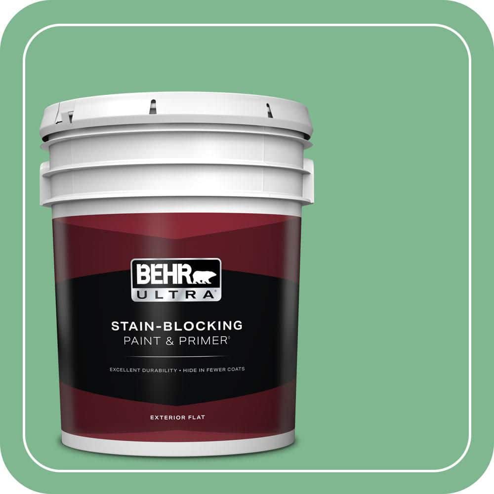 BEHR ULTRA 5 gal. #BIC-40 Veiled Chameleon Flat Exterior Paint & Primer ...
