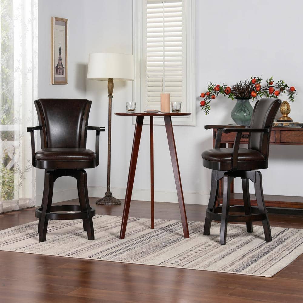 Jennifer Taylor Williams 27 in. Brown Faux Leather Modern High Back ...