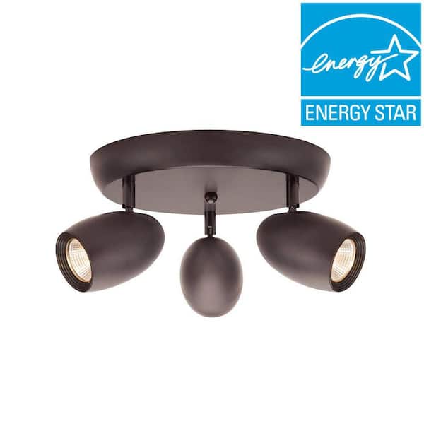 Hampton Bay 3-Light Bronze LED Dimmable Spot Light with Directional ...