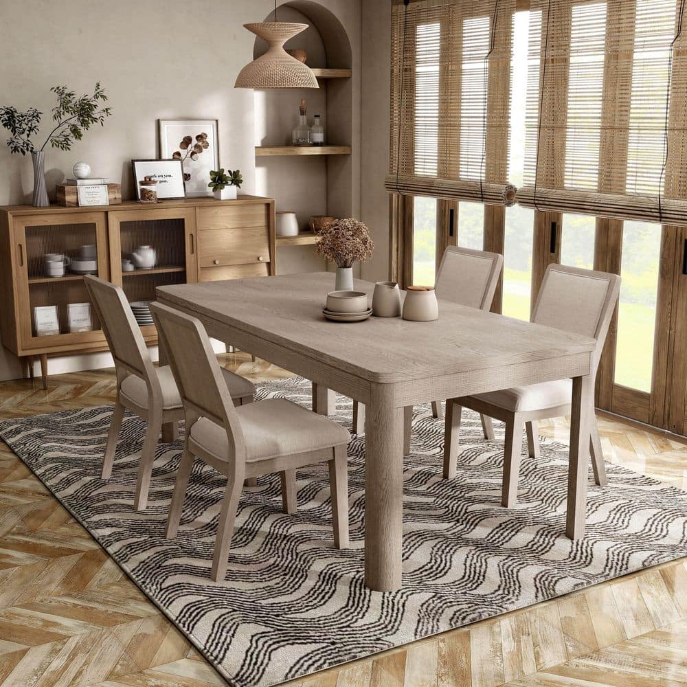 Furniture of America Renan 5-Piece Rectangular Natural Oak Wood Top ...