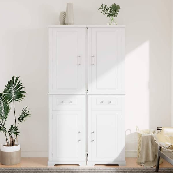 Polibi White 72.1 in. H Accent Cabinet, Bathroom Storage Cabinet with 2 ...