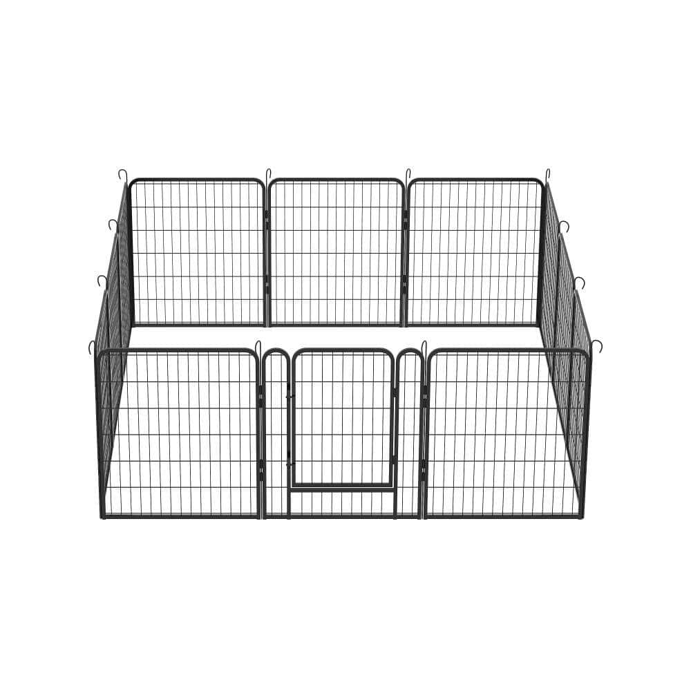 12 -Panels Heavy-Duty Metal Playpen with Door,31.7 in. H Dog Fence Pet ...
