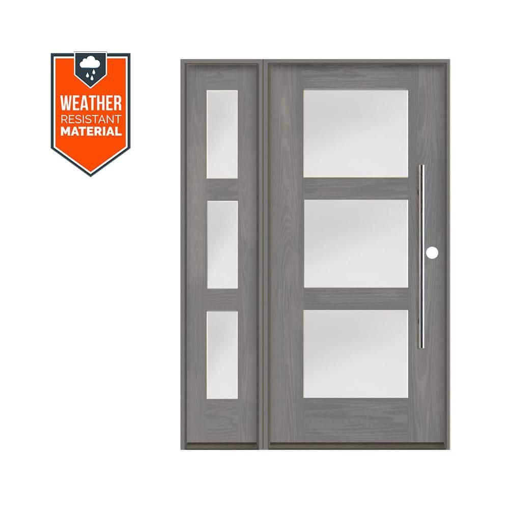 Krosswood Doors Faux Pivot 50 in. W. x 79 in. 3-Lite Left-Hand/Inswing ...