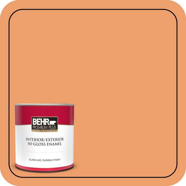 BEHR PREMIUM PLUS 1 qt. #250D-5 Florida Mango Hi-Gloss Enamel Interior ...