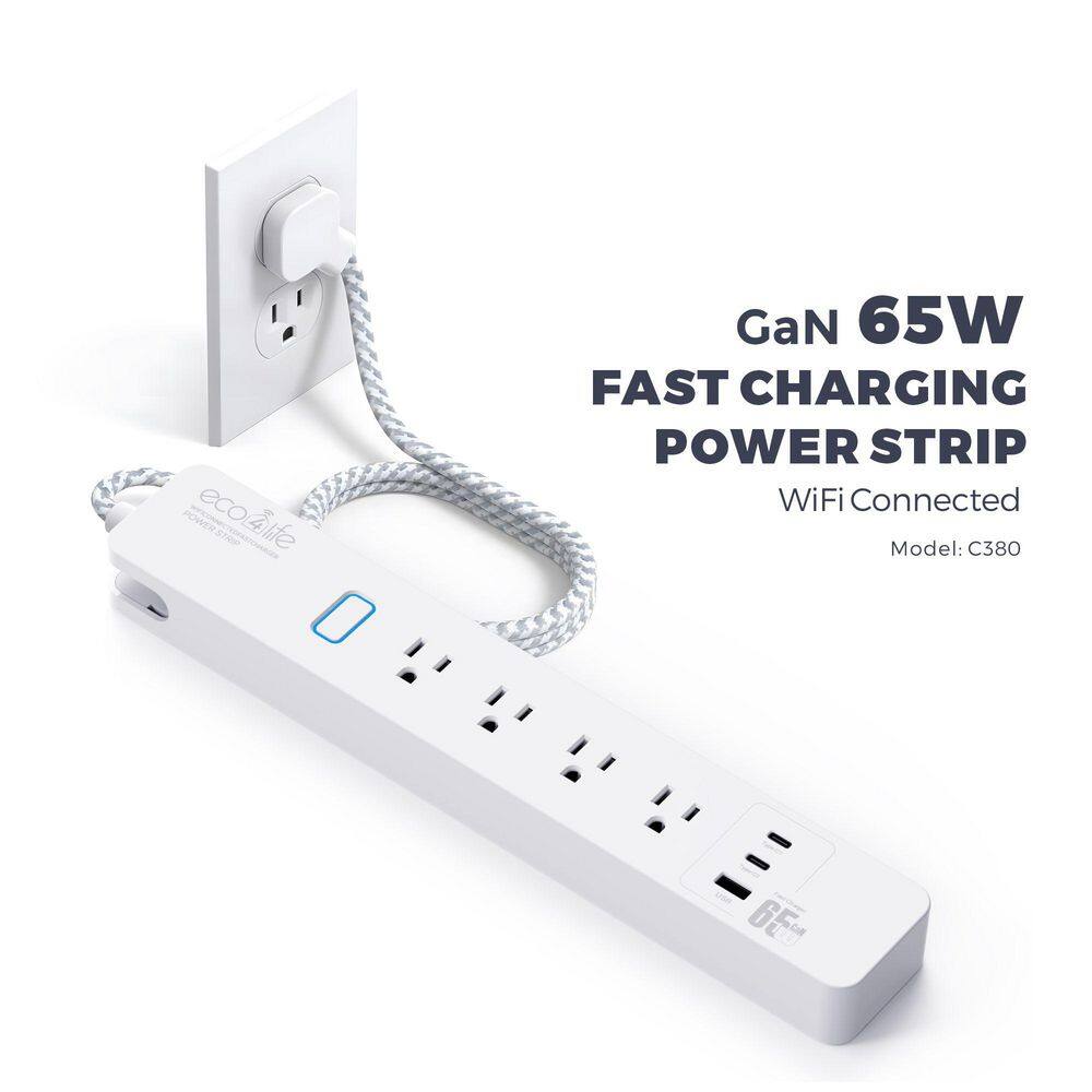 ECO4LIFE Wi-Fi Surge Protect Power Strip with 65W Fast Charge Station ...