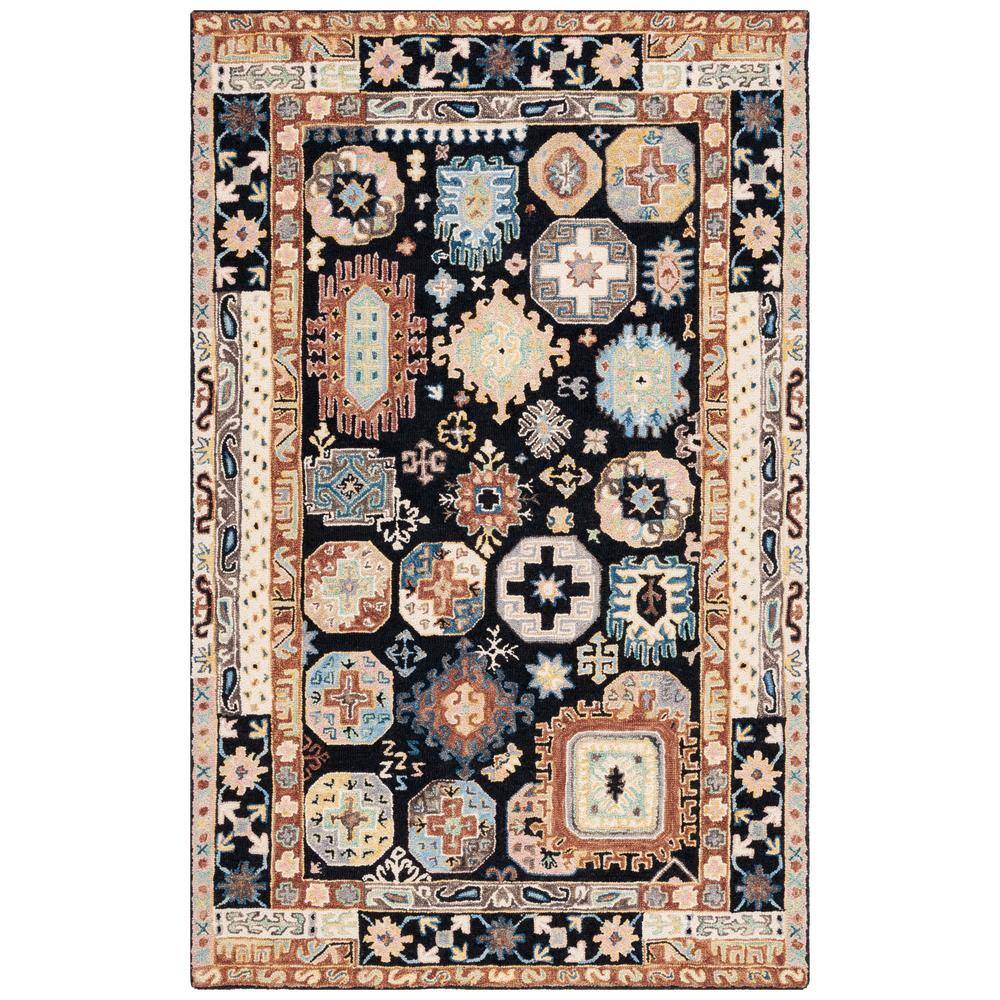 SAFAVIEH Aspen Black/Ivory 5 ft. x 8 ft. Bohemian Geometric Area Rug ...