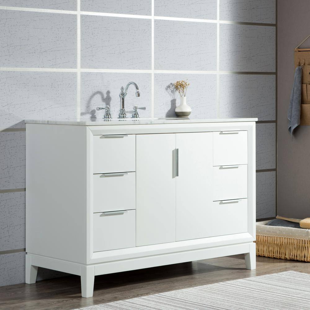 Water Creation Elizabeth 48 in. Pure White With Carrara White Marble ...