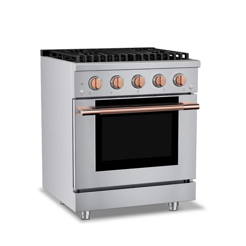 HAUSLANE HausPro 30 in. 4 Burners (20,000 BTU) Freestanding Dual Fuel ...
