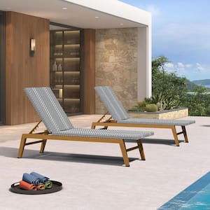 PURPLE LEAF Extra Large Wood Grain Aluminum Outdoor Chaise Lounge w ...