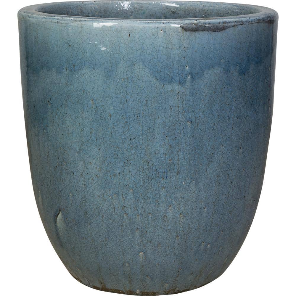 Reviews for 24 in. Denim Ceramic Tall Vestro Planter | Pg 1 - The Home ...
