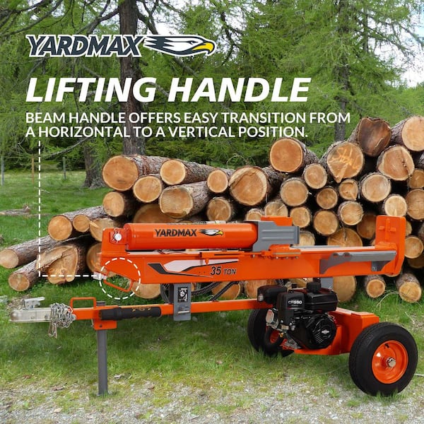 YARDMAX YU3666 35 Ton 208 cc Gas 2 way Full Beam Briggs Stratton Engine CR950 Log Splitter YU3666 The Home Depot